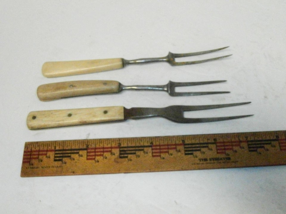 11 PC CIVIL WAR ERA UTENSILS ANTLER FLATWARE 2 & 3 TINE FORKS ...