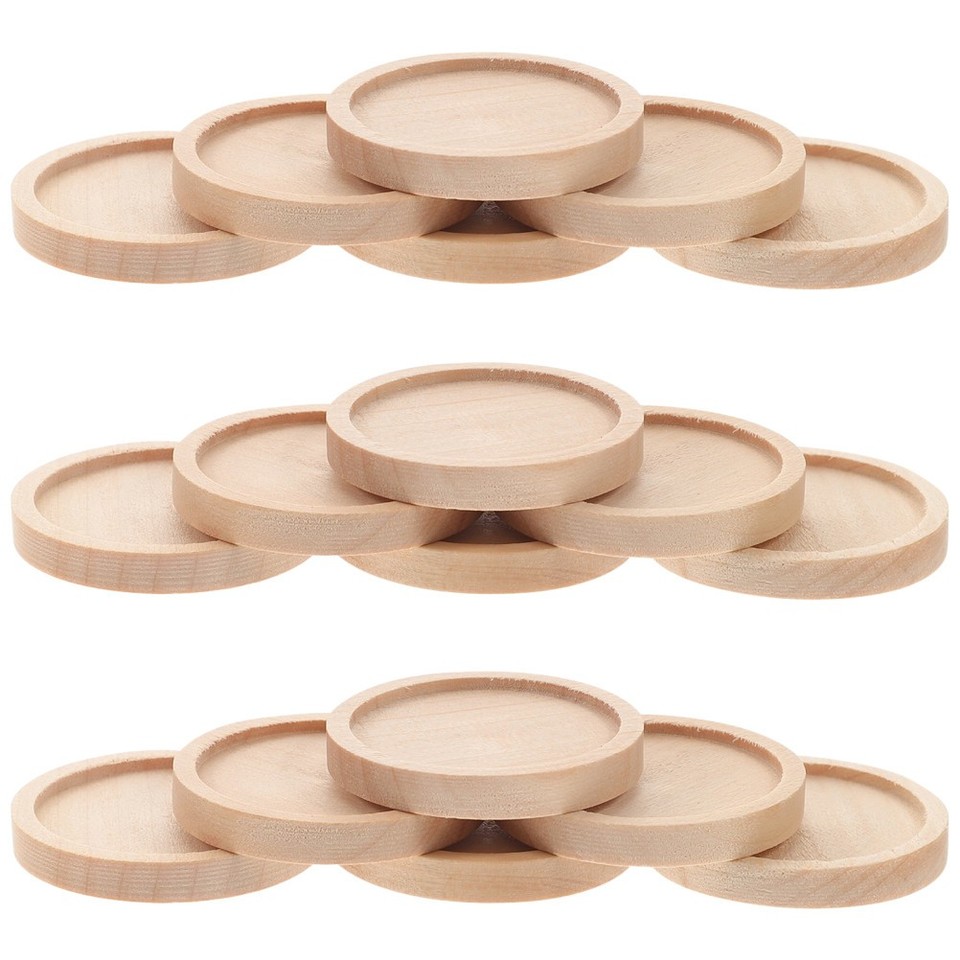 50pcs Wood Round Trays Retro Pendant Base Badge Breastpin Lapel Pin ...