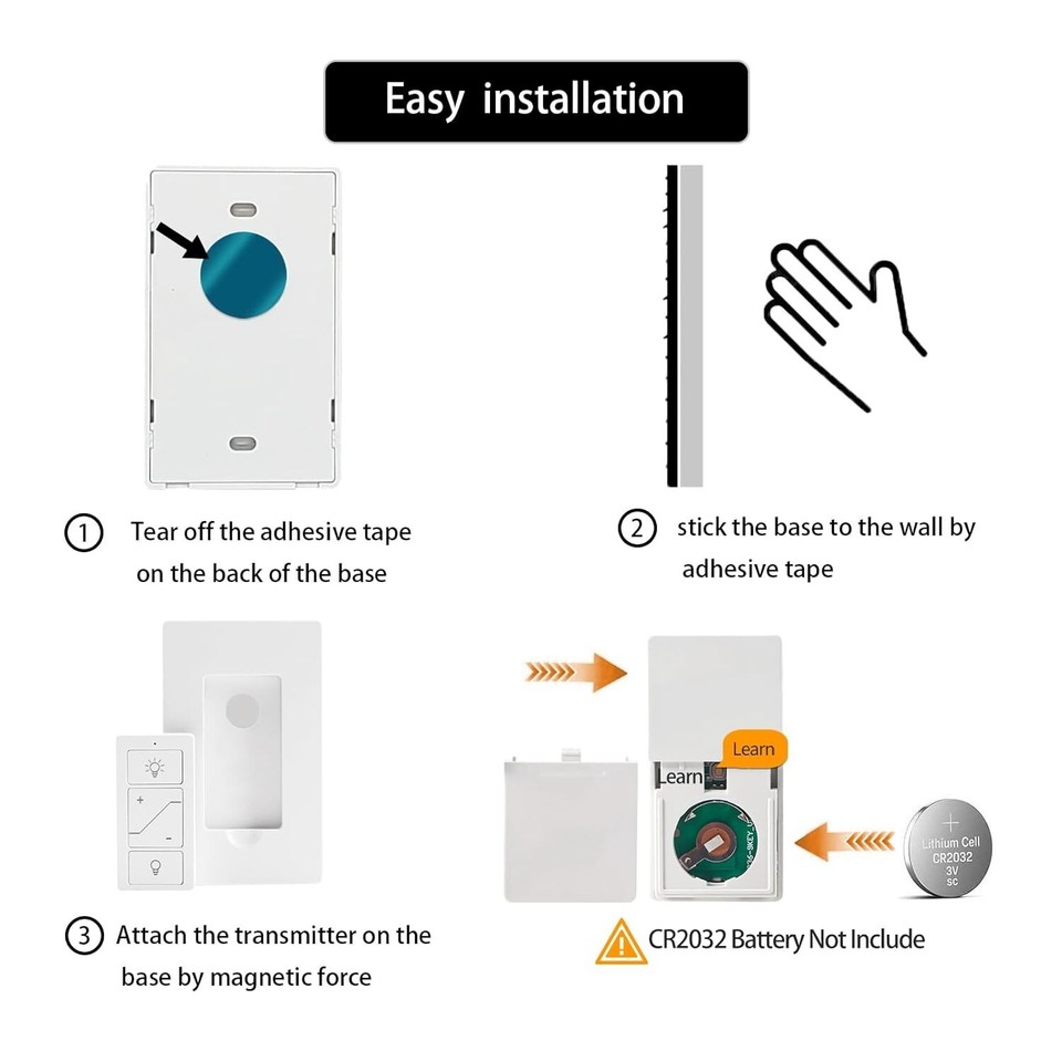 Smart Wireless Dimmer Switch and Receiver Kit, NO Wiring, Work With ...