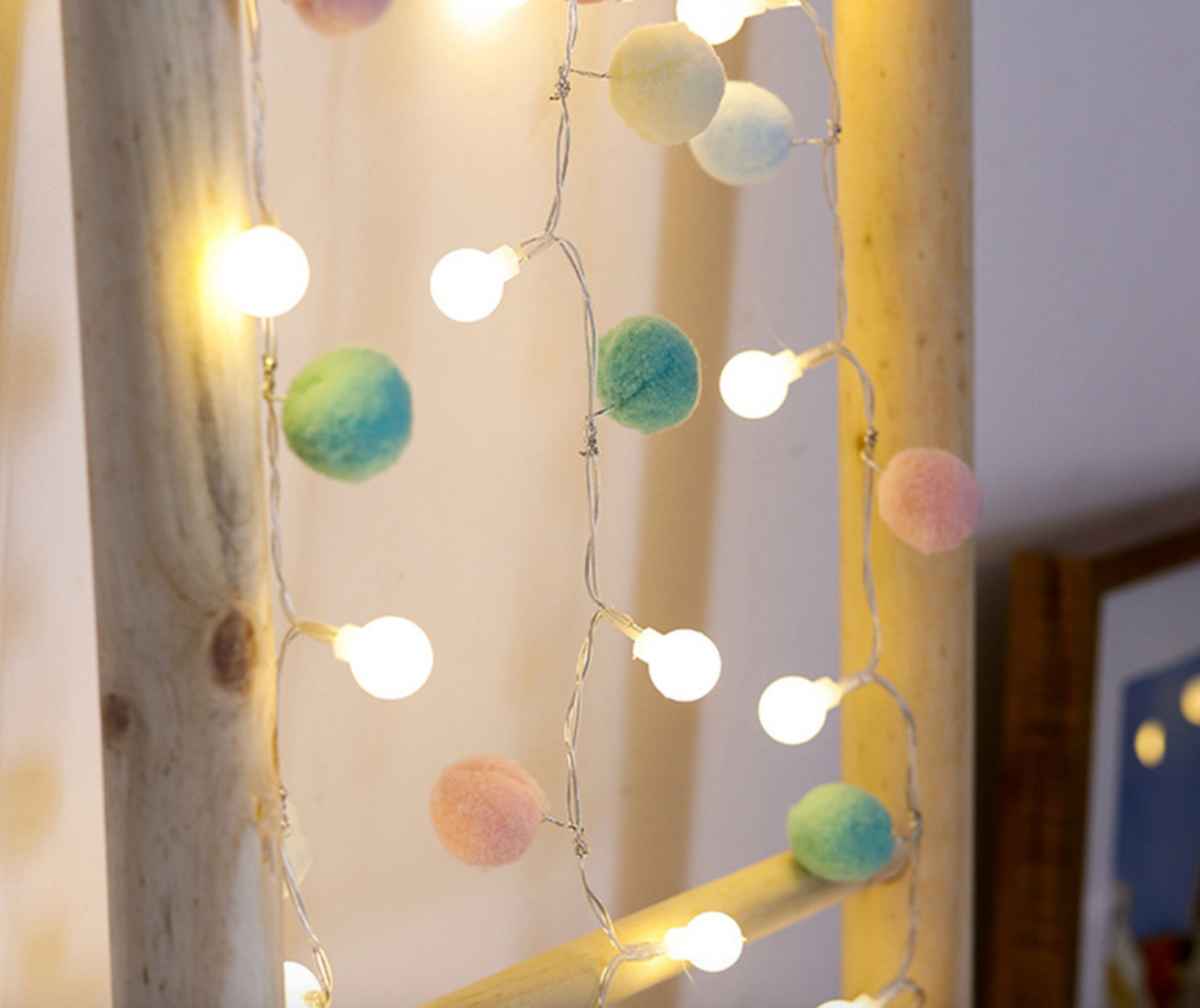 20 LED Globe Ball String Lights Kids Fairy Light DECOR ROOM POMPOM ...