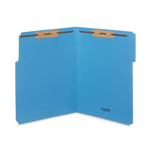 50 Assorted Color Fastener File Folders - 1/3 Cut Reinforced Tab ...