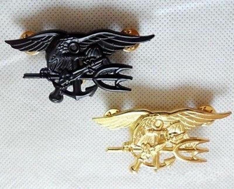TWO US NAVY SEAL EAGLE ANCHOR TRIDENT METAL BADGE INSIGNIA CLASSIC ...