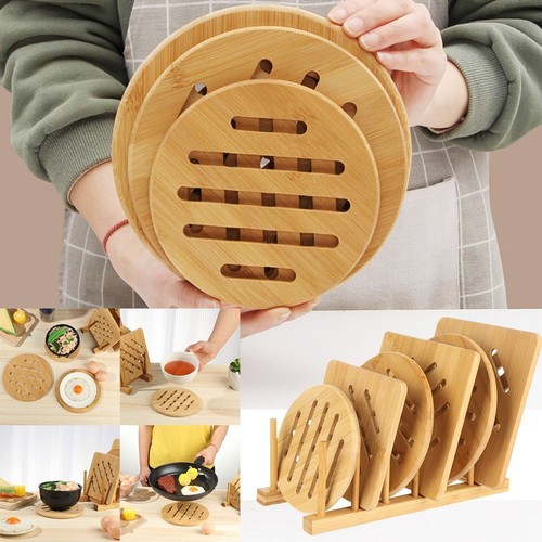 Cookware Pad Coasters Non-Slip Table Mat Bamboo Mat Storage Rack ...