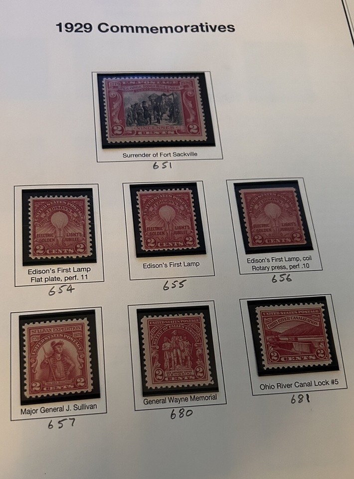 US Scott Stamps Stamp 1928 #645-650, 1929 #651-681 Commemoratives Pages ...