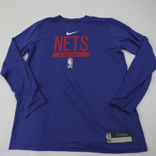 Brooklyn Nets Nike NBA Authentics Long Sleeve Shirt Men's Blue New | eBay