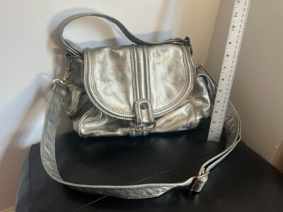 **RARE** Kale "Cameron" Metallic Silver Genuine Leather Purse Crossbody ...