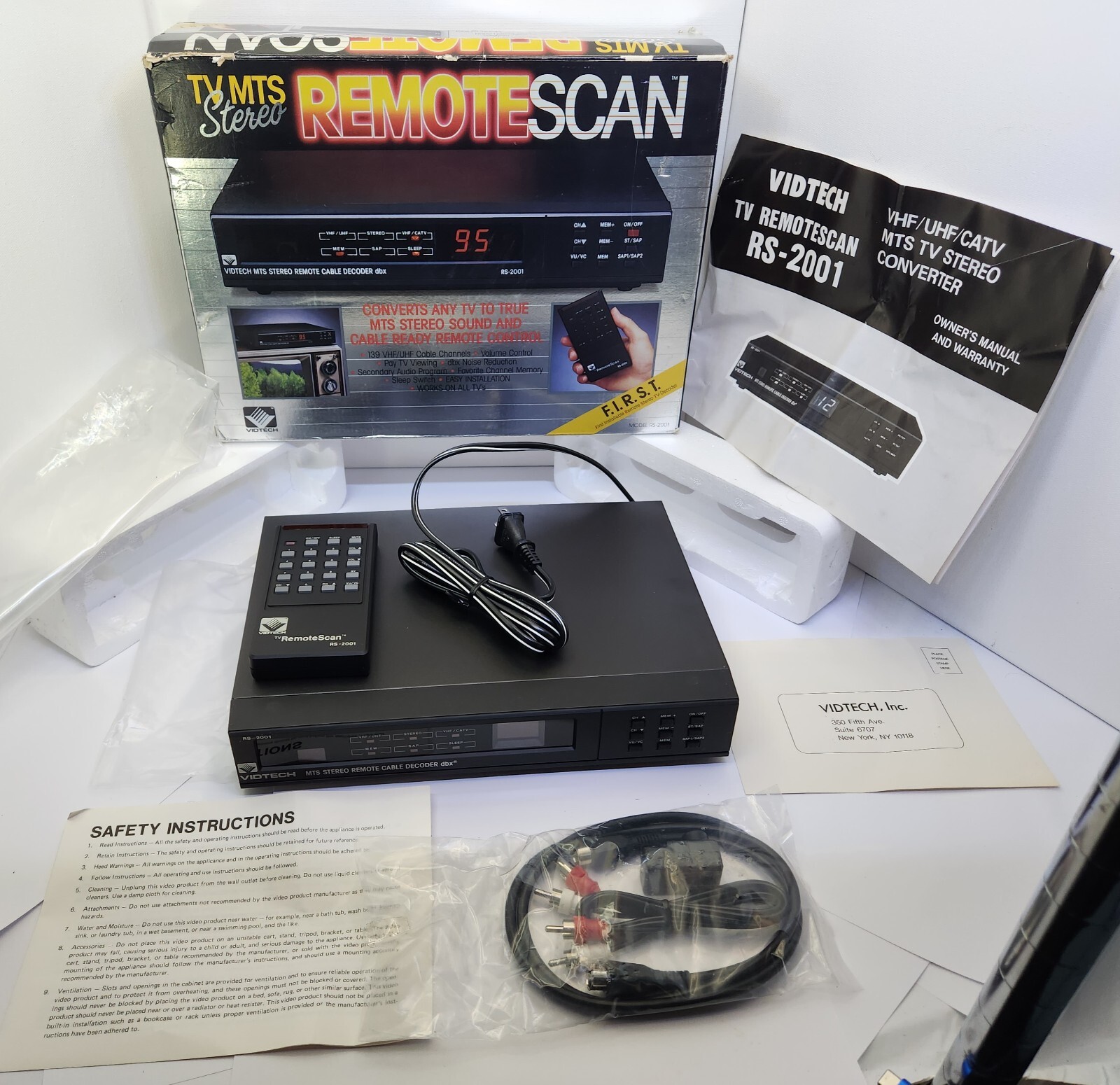 Vidtech MTS Stereo Remote Cable TV Television Decoder DBX RS-2001 Brand ...