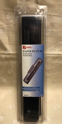 ACCO Model 16 Metal Adjustable Paper Hole Punch. Built In Paper Guide ...