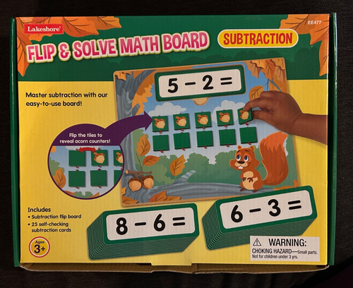 Lakeshore Flip & Solve Subtraction Math Board w/25 cards Ages 3+ EE477 ...