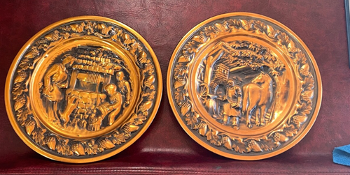 2Vtg Coppercraft Guild Wall Art Hanging Relief Copper Plate Blacksmith ...