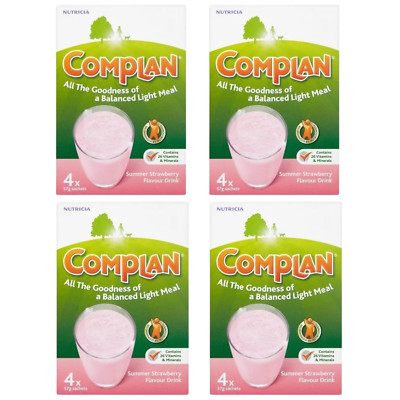 Complan Vitamin Rich Drink Strawberry Flavour 4 x 55g Sachets - Pack of ...