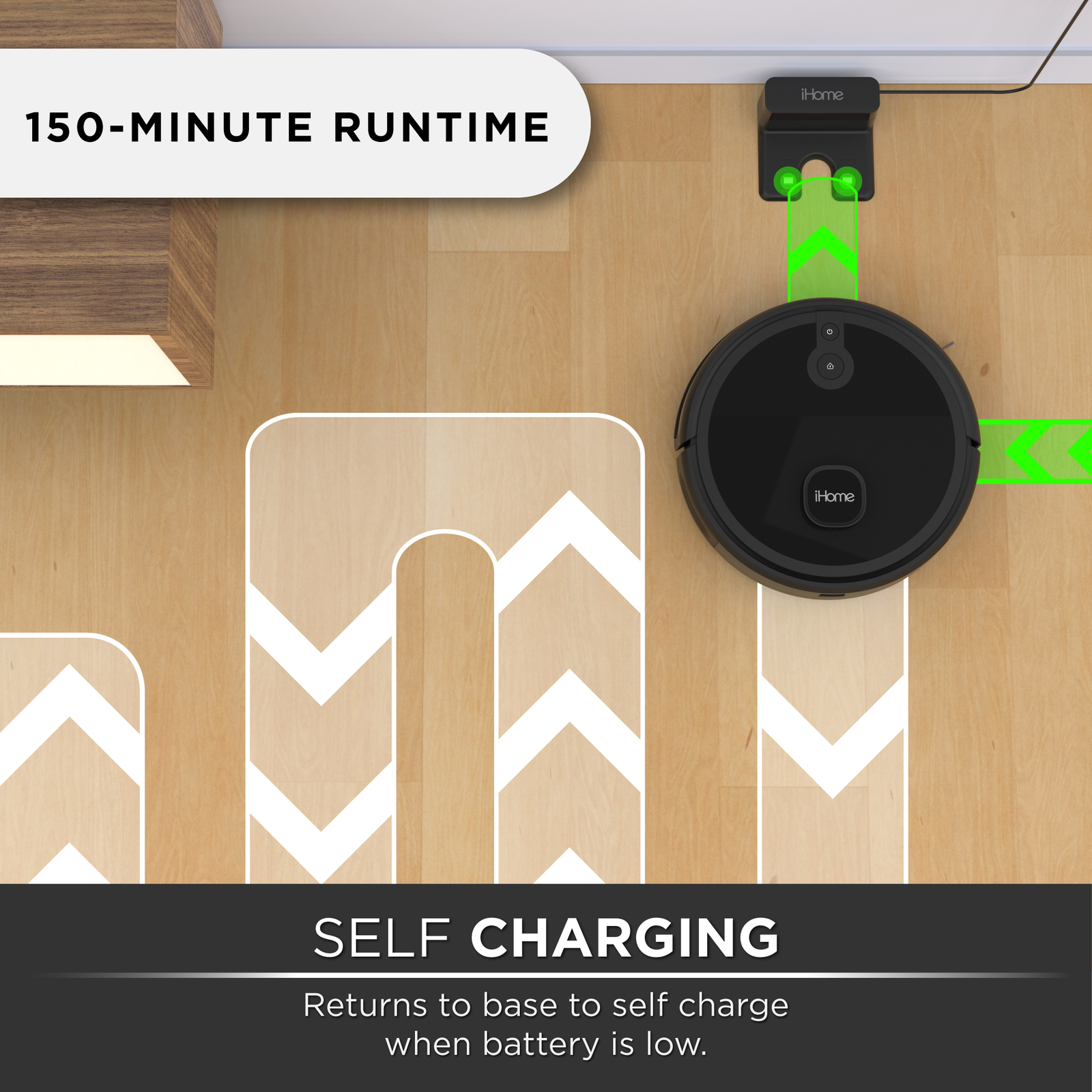 iHome iHRVS1-3BLK-RB AutoVac Nova S1 Robot Vacuum -Grade B Certified ...