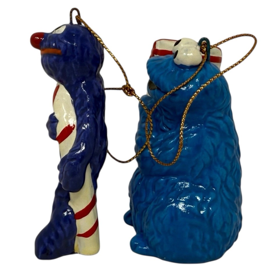 Vintage 1971 Sesame Street Cookie Monster & Elmo Christmas Ornaments ...