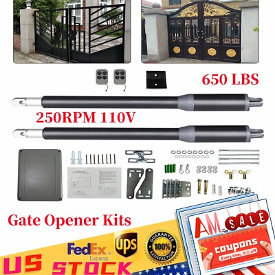 Electric Arm Dual Swing Gate Opener Automatic Heavy Duty Kit w/ Remote ...