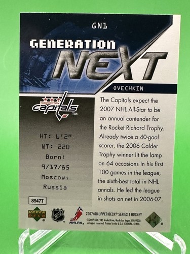 ALEX OVECHKIN 2007-08 Upper Deck Generation Next #GN1 - NM/MT - Capitals | eBay