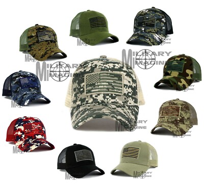 US Flag hat cap Mesh Tactical M81 UCP NWU MARPAT Military Snapback ...