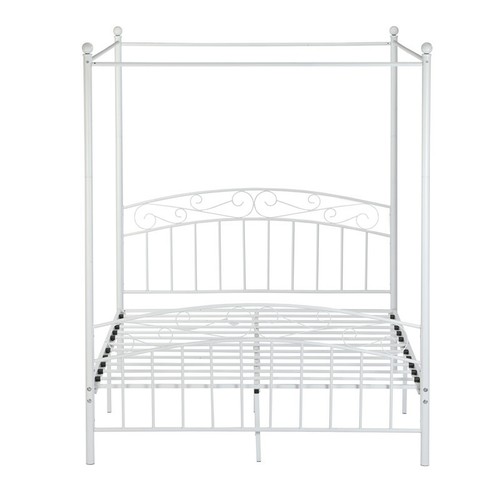 "Metal Canopy Platform Bed Frame Mattress Foundation with Steel Slat ...