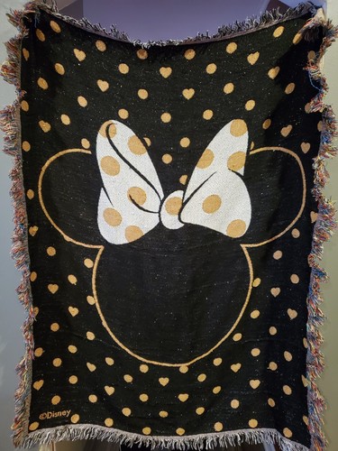 Minnie Mouse silhouette Disney Fringed Woven Tapestry Throw Blanket | eBay