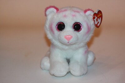 Ty Beanie Boo Babies Tabor the Tiger Pink White Stuffed Animal Plush ...