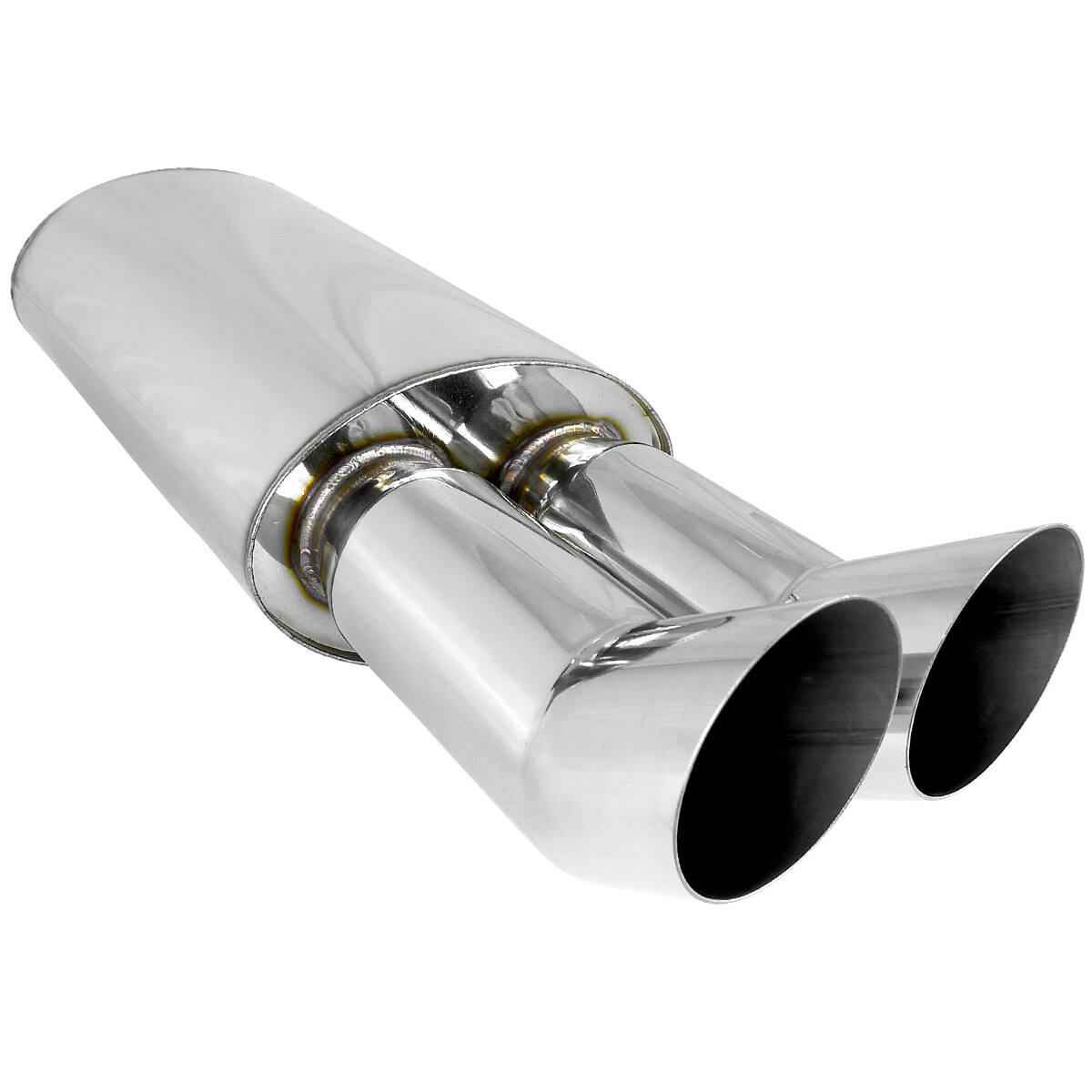 Muffler Exhaust Fits Loud&Deep Dual Slant 3" Tip DTM Style Stainless 2. ...