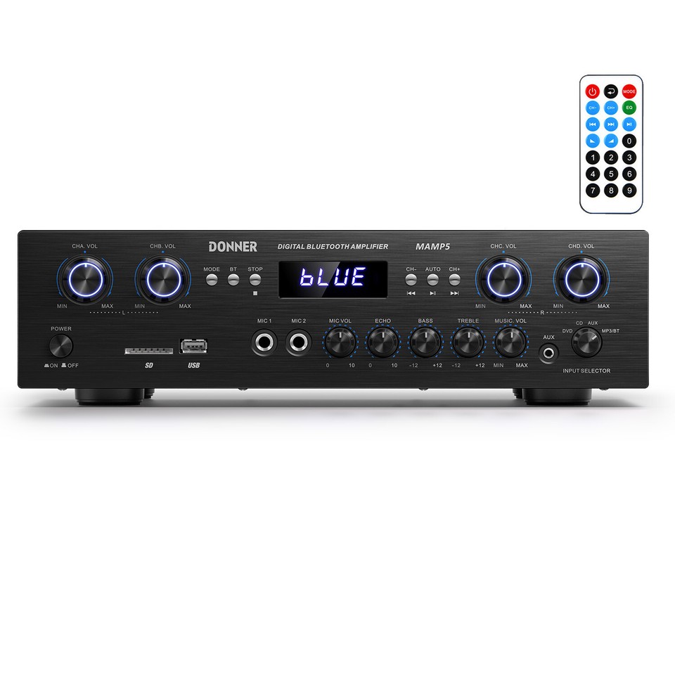 Donner MAMP5 Bluetooth Audio Power Amplifier Receiver 440W 4 Channel ...