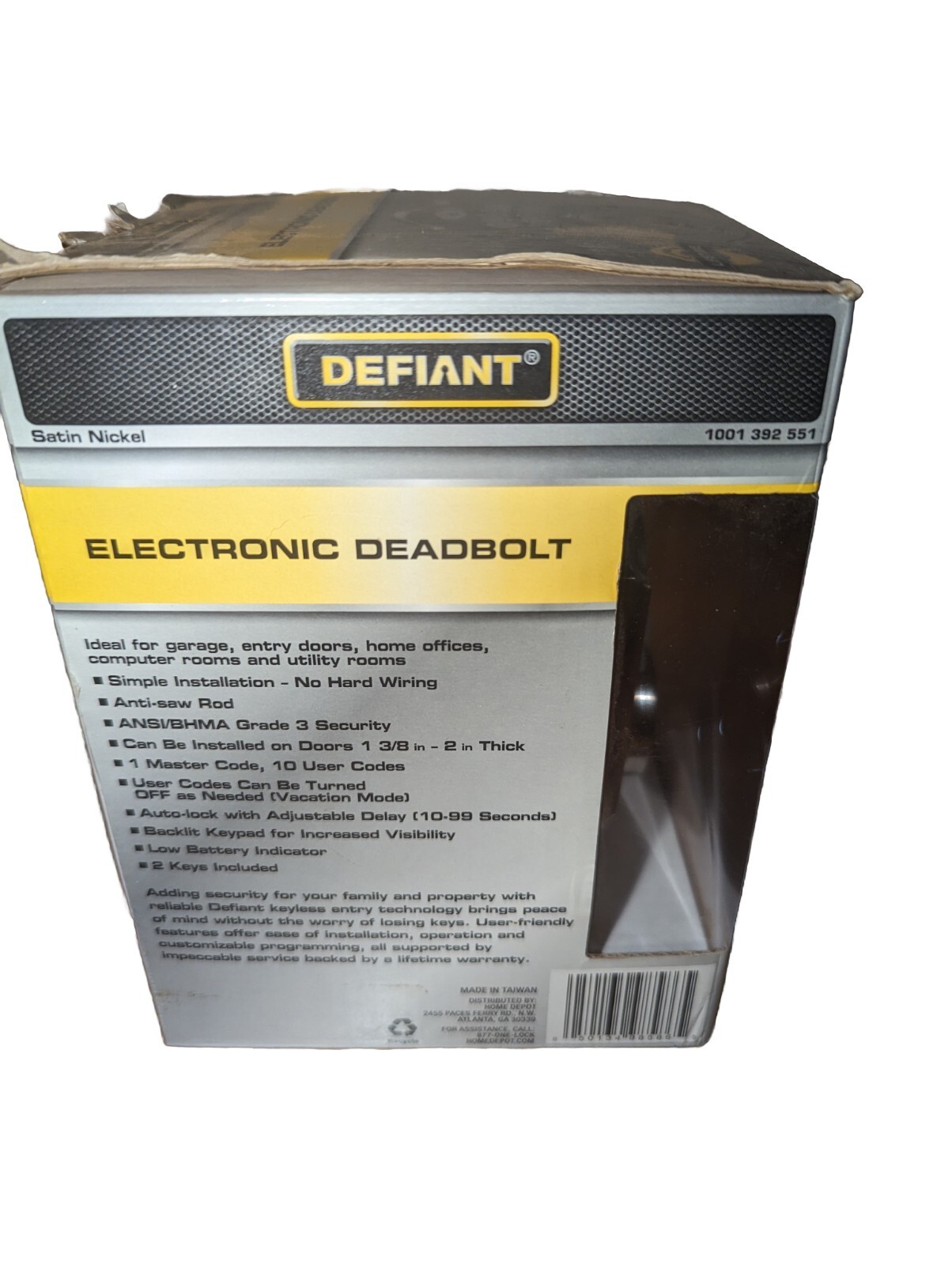 Defiant Electronic Deadbolt Single Cylinder Keypad Door Lock - Satin ...