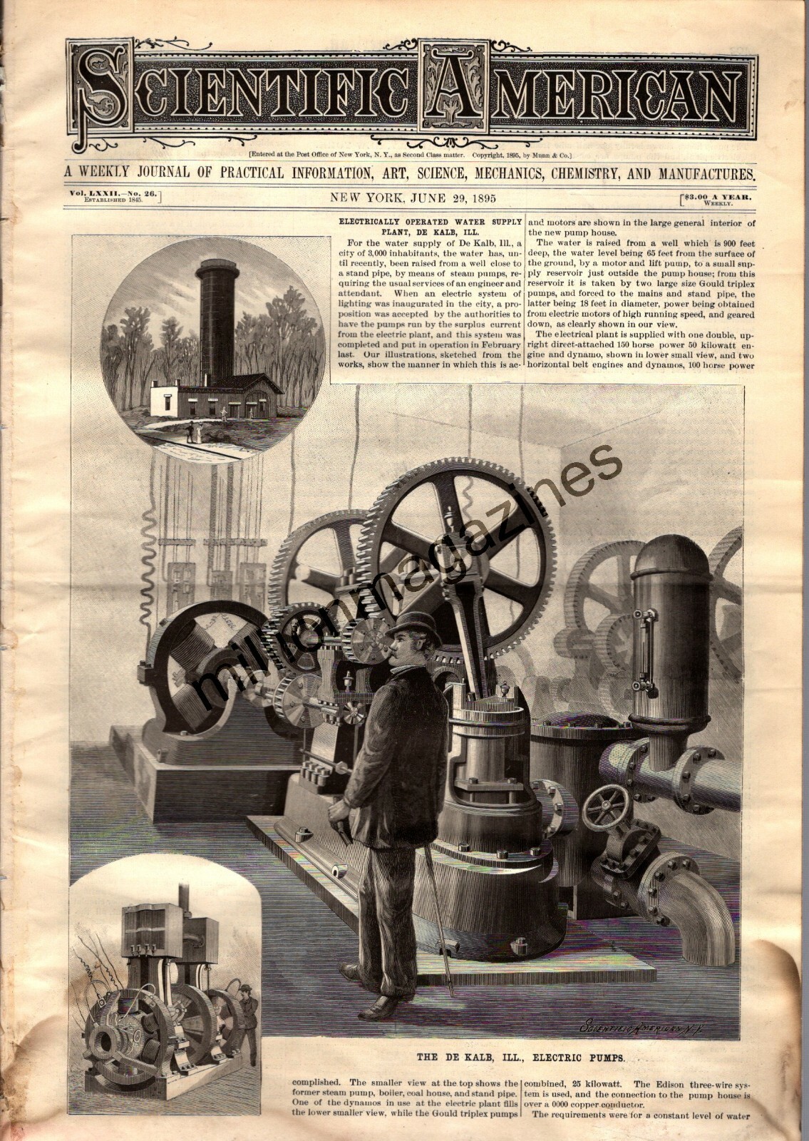 1895 Scientific American June 29 - De Kalb IL; Blake Repeating Rifle ...