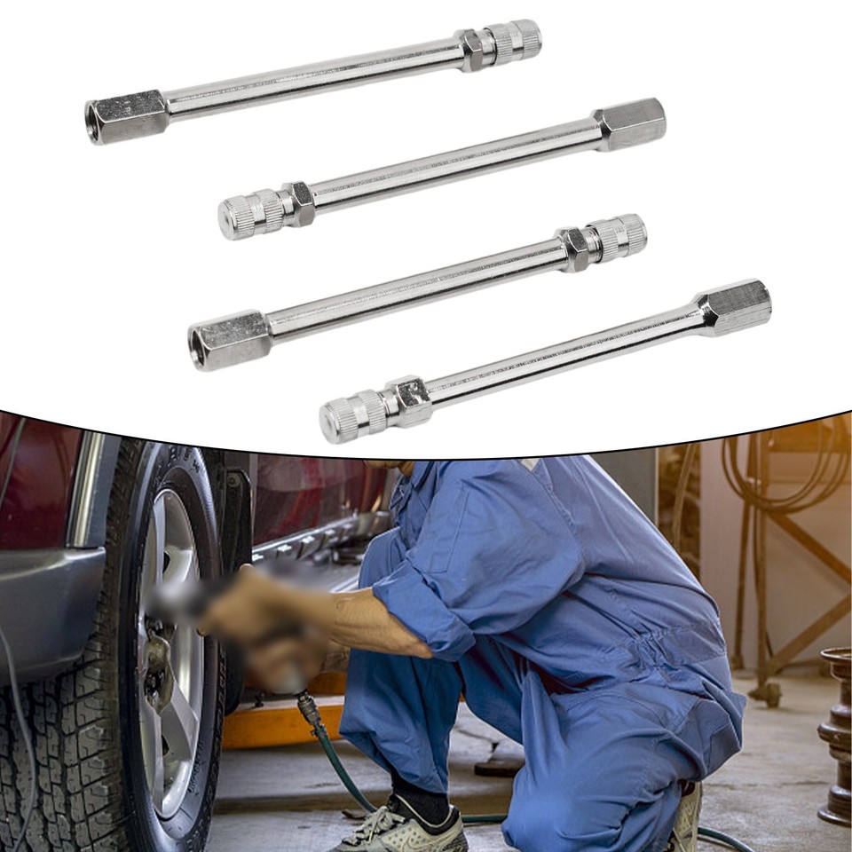 New Tyre Valve Extension Rod 100mm 4 In 4 Pcs Extender Cap Metal ...