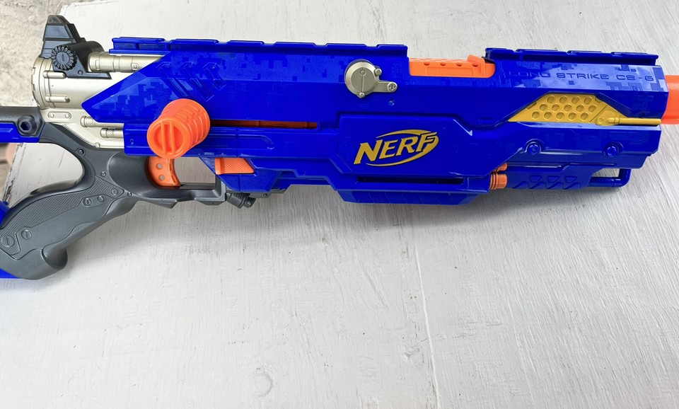 Nerf N-Strike CS-6 LongStrike Dart Blaster Sniper Rifle 3 Loaded Clips ...