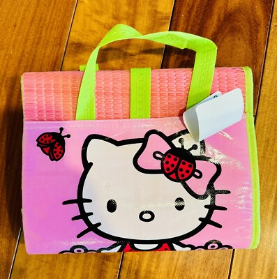 Rare-Sanrio Hello Kitty Travel Foldable Carry Beach Mat Pink Bamboo ...
