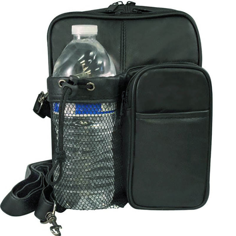 Black Genuine Leather Men's Messenger Organizer Bottle Holder Bag US ...