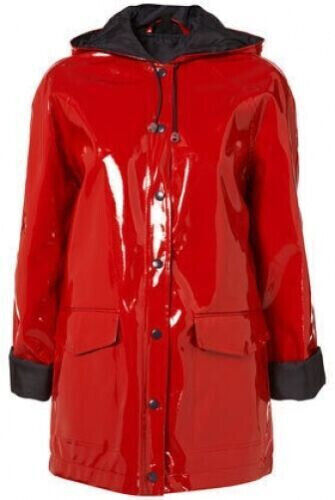 Men's Red Mac Black PVC Vinyl Hooded Long Shinny Coat Trench Rain ...