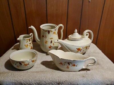 5 Vintage Hall China AUTUMN LEAF Mary Dunbar JEWEL TEA PIECES ALANDIN ...