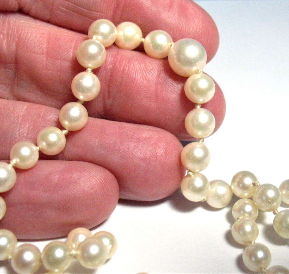 14 WHITE GOLD PEARL NECKLACE STRING STRAND 18 INCHES 11.7 GRAMS | eBay