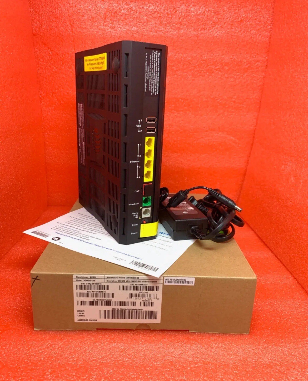 AT&T ARRIS BGW210-700 VDSL2 WIRELESS VOICE GATEWAY 4x GIGABIT PORT ...