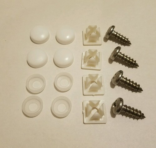 License Plate White Security Screw Cap Covers Nylon Inserts STAINLESS ...