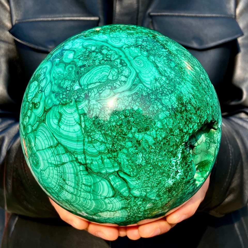8.9LB Top Natural Malachite Quartz Sphere Large Crystal Ball Reiki ...