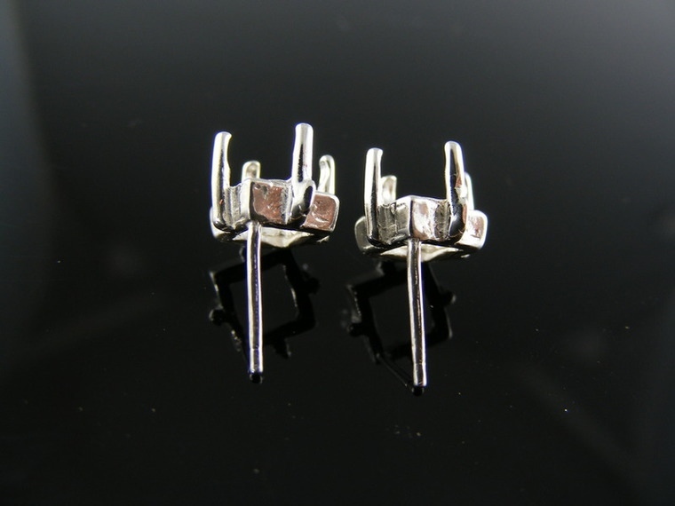 ER19 STERLING SILVER EARRING SETTING, 7 MM SQUARE GEMSTONE | eBay