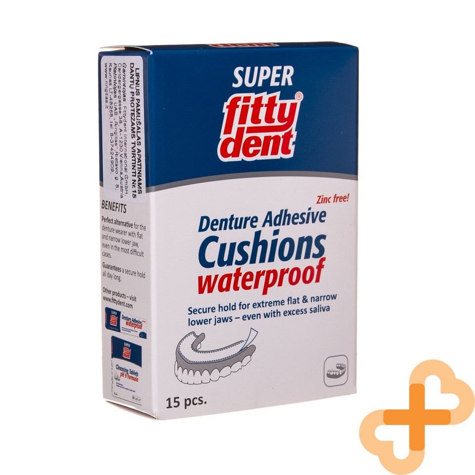 FITTYDENT SUPER Denture Adhesive Cushions 15 Strips Waterproof Secure ...