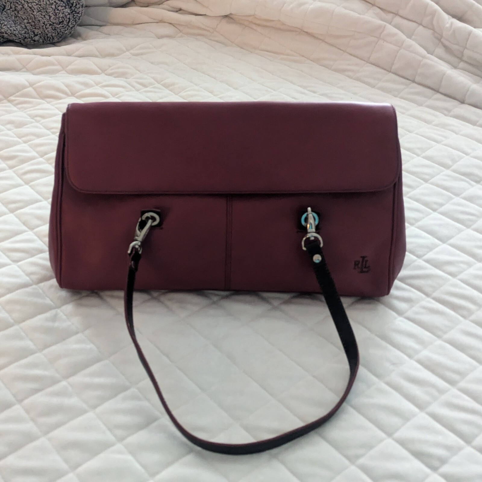 Vintage Lauren Ralph Lauren Deep Red Purse Handbag RLL Monogrammed ...