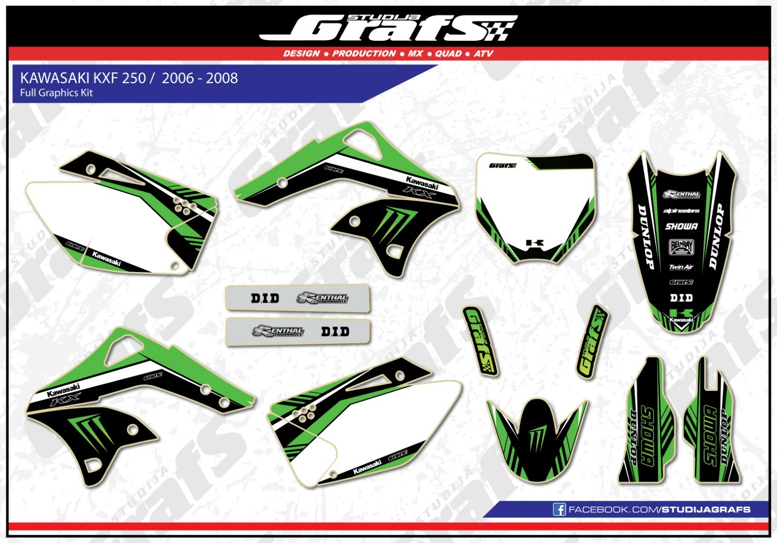 2006 2007 2008 KXF 250 Graphics Kit For KAWASAKI KX250F KX F 250F ...