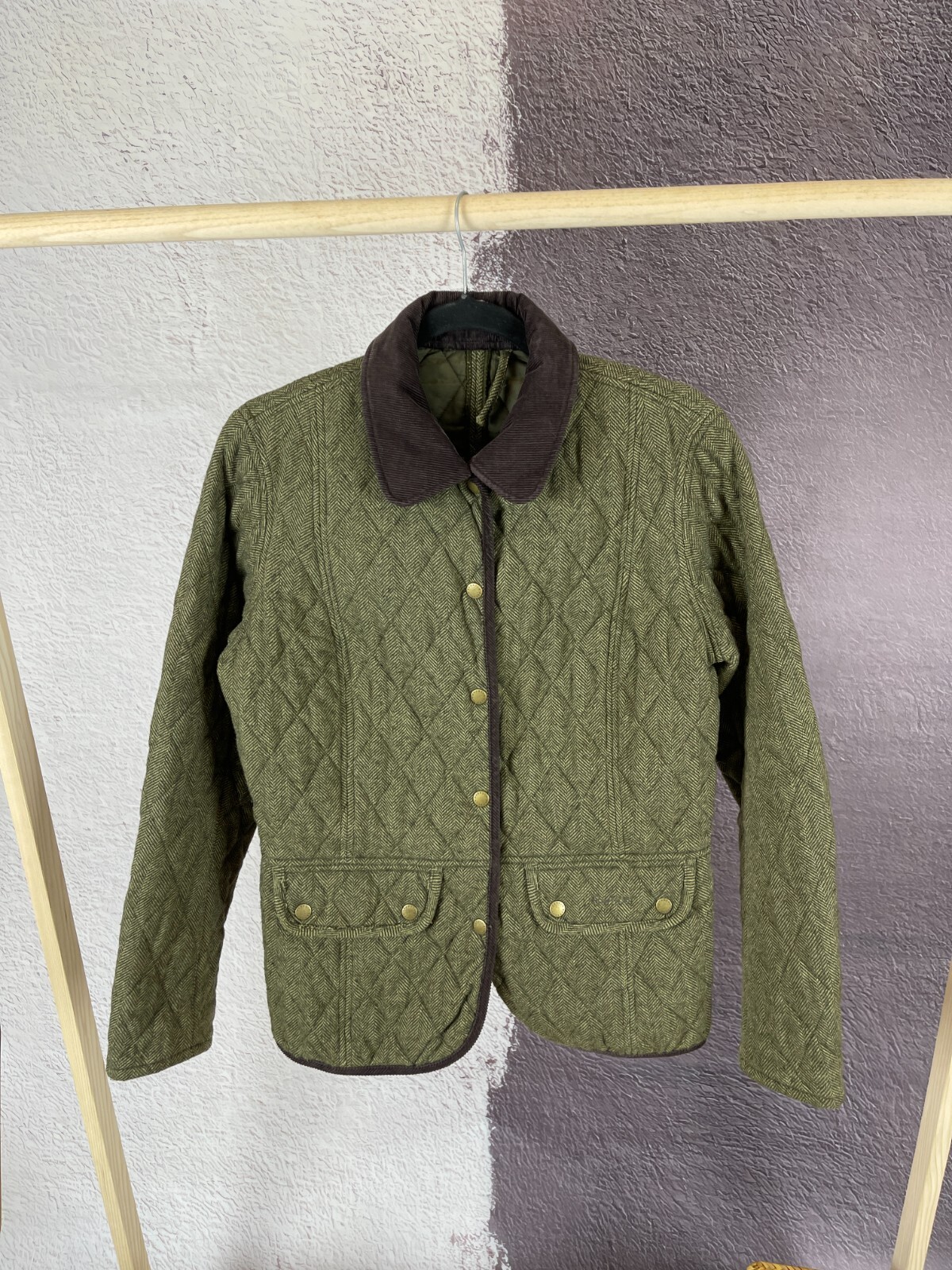 Barbour Quilt Jacket wool herringbone tweed green - Gem