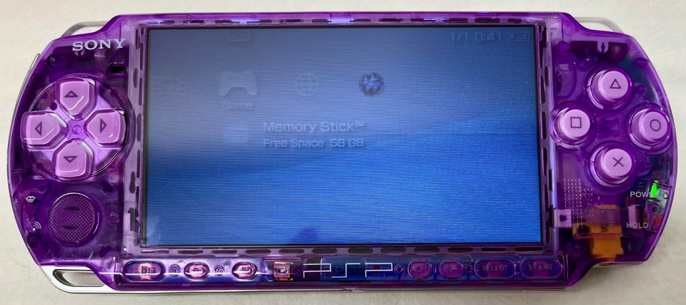PSP 3000 Clear Purple / New Battery / Genuine Sony Charger / Region ...