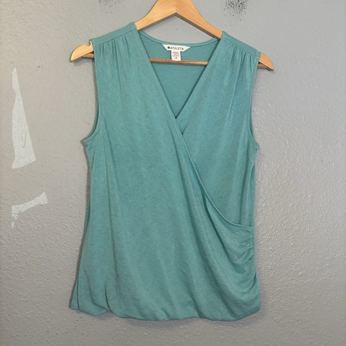 Athleta Women's Breezy Wrap Tank Light Blue Medium Athleisure Summer ...
