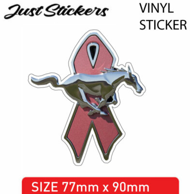 Ford Mustang Badge with Pink Cancer Awareness Ribbon sticker car ...