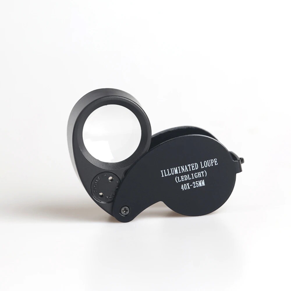 40 X Magnifying Loupe Jewelry Eye Glass Magnifier LED Light Jewelers ...