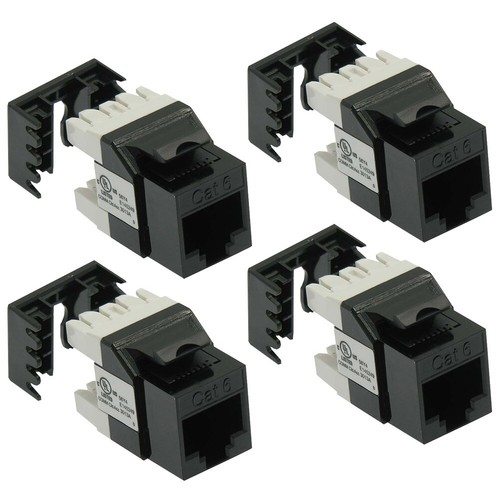 4x CAT6 RJ45 Network LAN Ethernet Keystone Jack 180 Degree 110 Punch ...