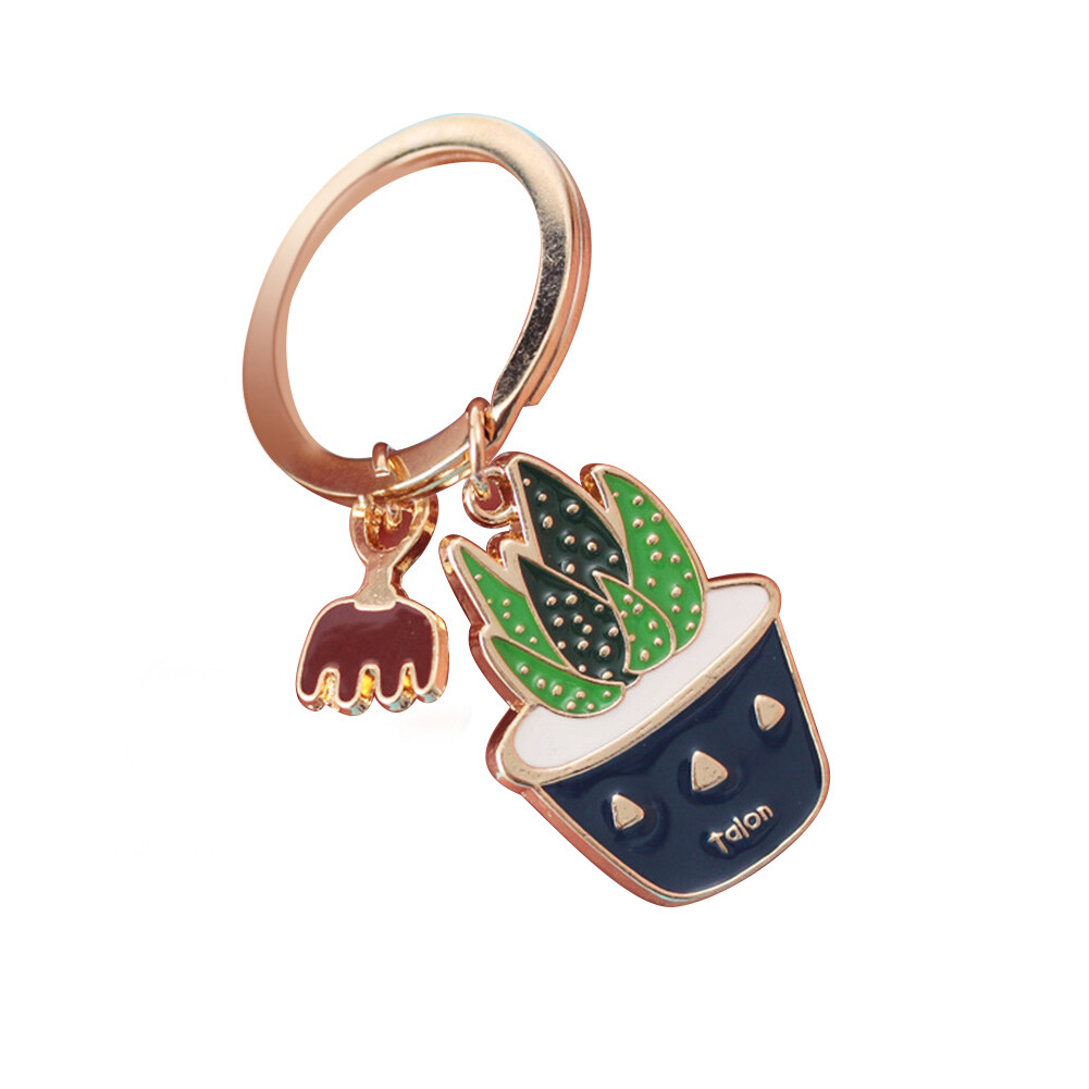 Enamel Cactus Keychain Women Succulent Potted Car Key Holder Ring Bag ...
