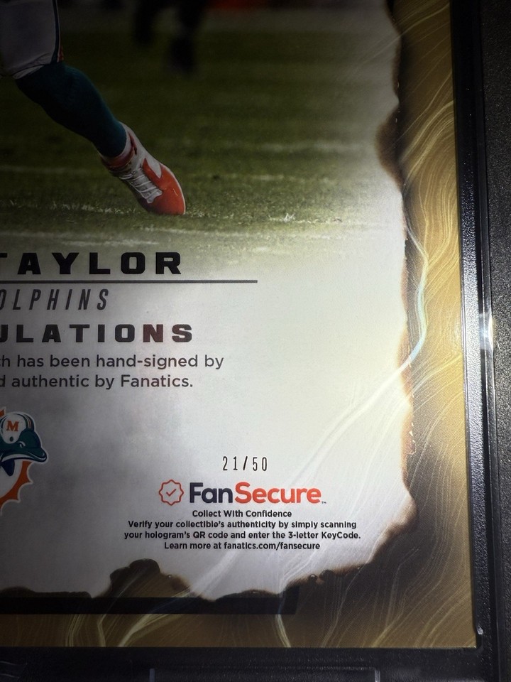 2024 Emanate Gold Jason Taylor Auto 21/50 Dolphins Fanatics COA Limited ...