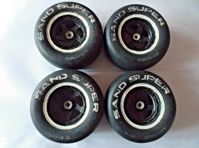 4 x Sand Super Wheels & Tyres For 1:10 Scale Radio Controlled Car Hex ...